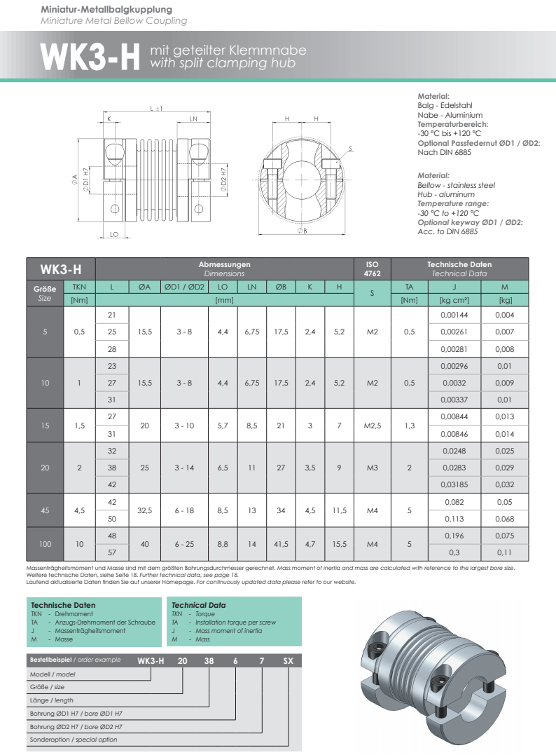 WK3-H 0,5 - 10 Nm,STS联轴器有限公司