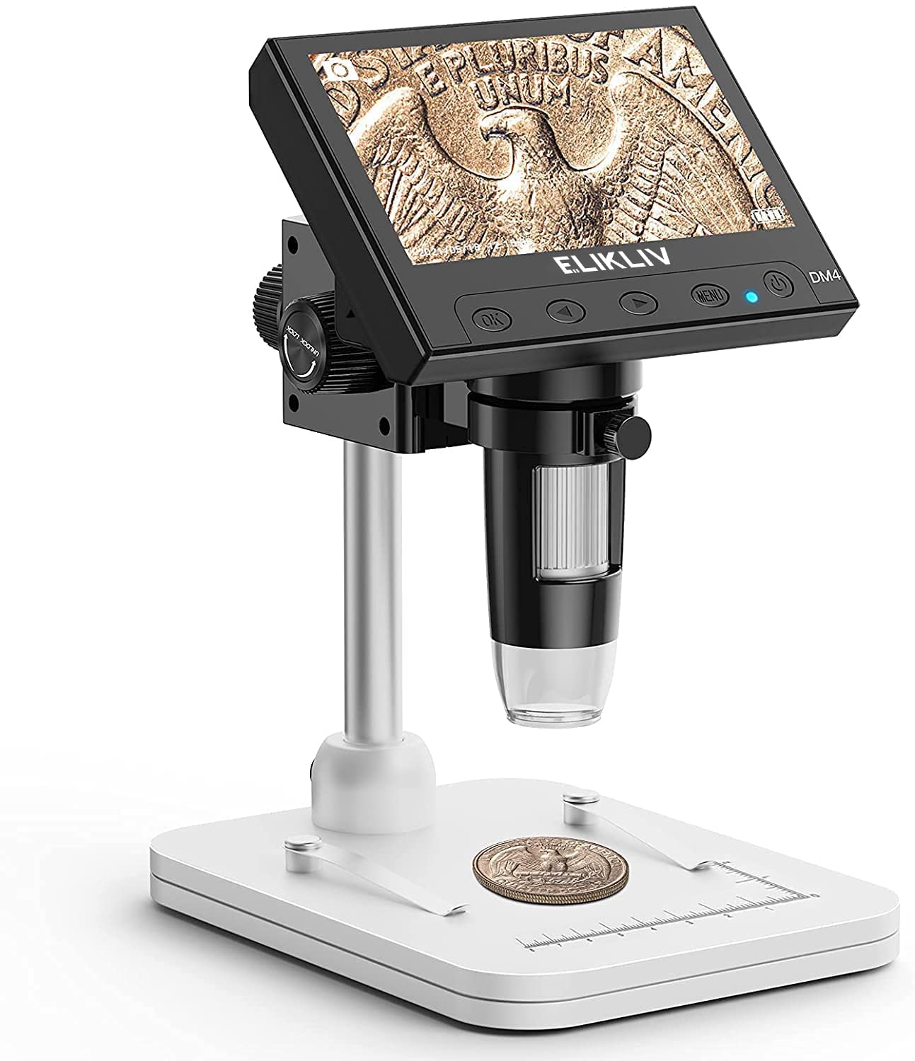 Coin Microscope, Elikliv 4.3" LCD Digital Microscope 1000x, USB Coin ...