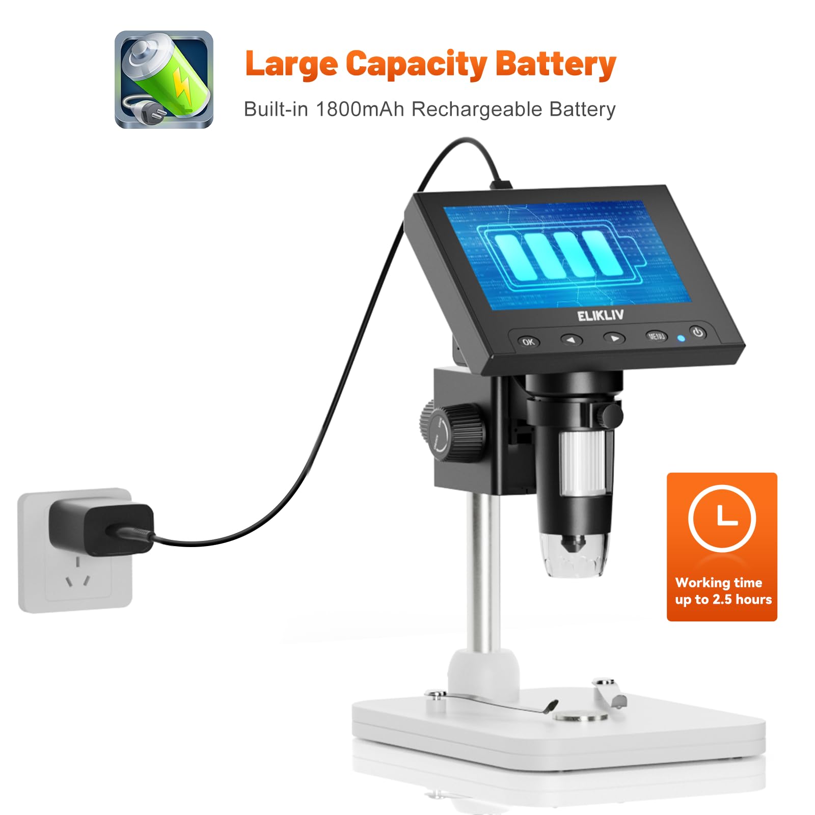 Coin Microscope, Elikliv 4.3" LCD Digital Microscope 1000x, USB Coin ...