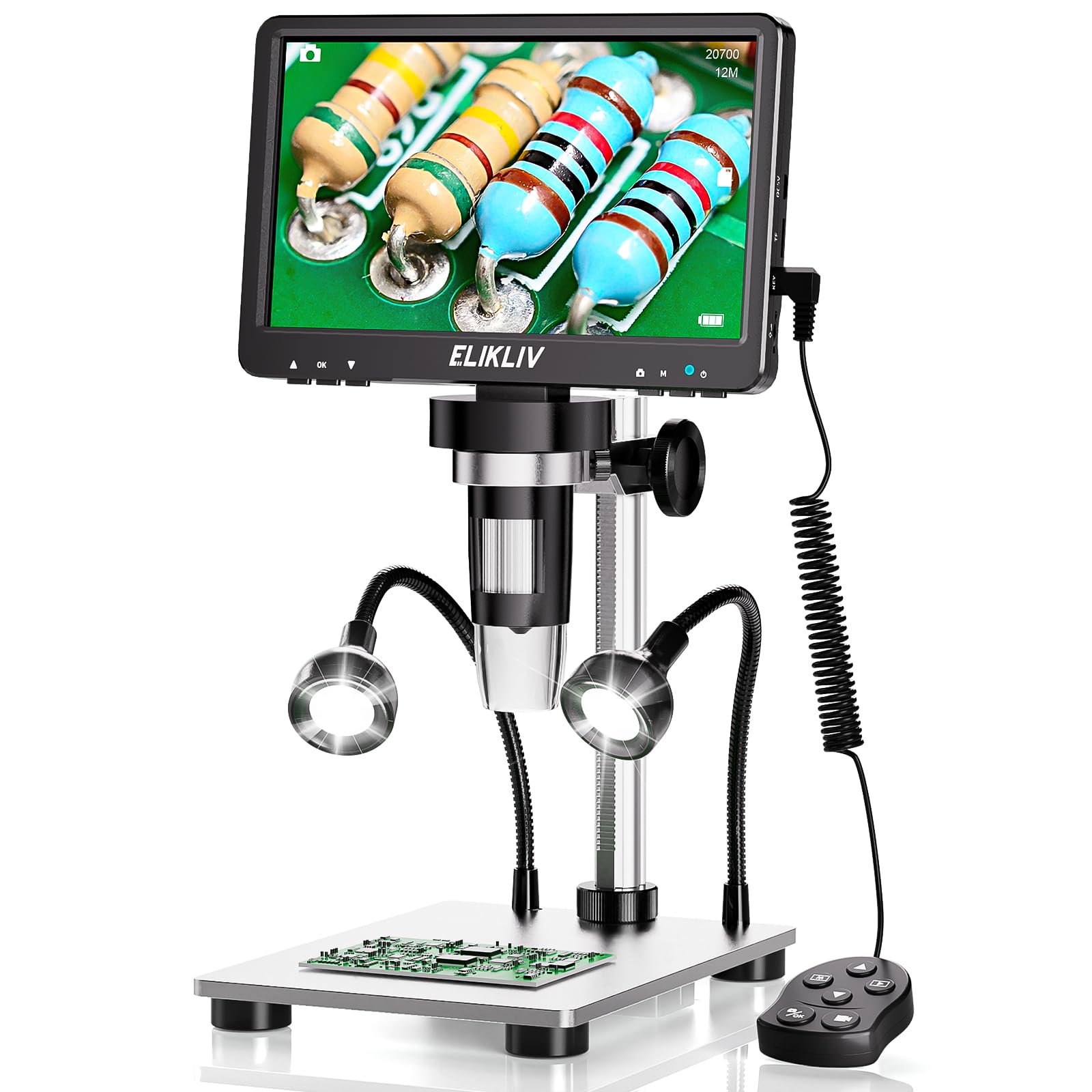 Elikliv EDM9 7'' LCD Digital Microscope 1200X, 1080P Coin Microscope ...