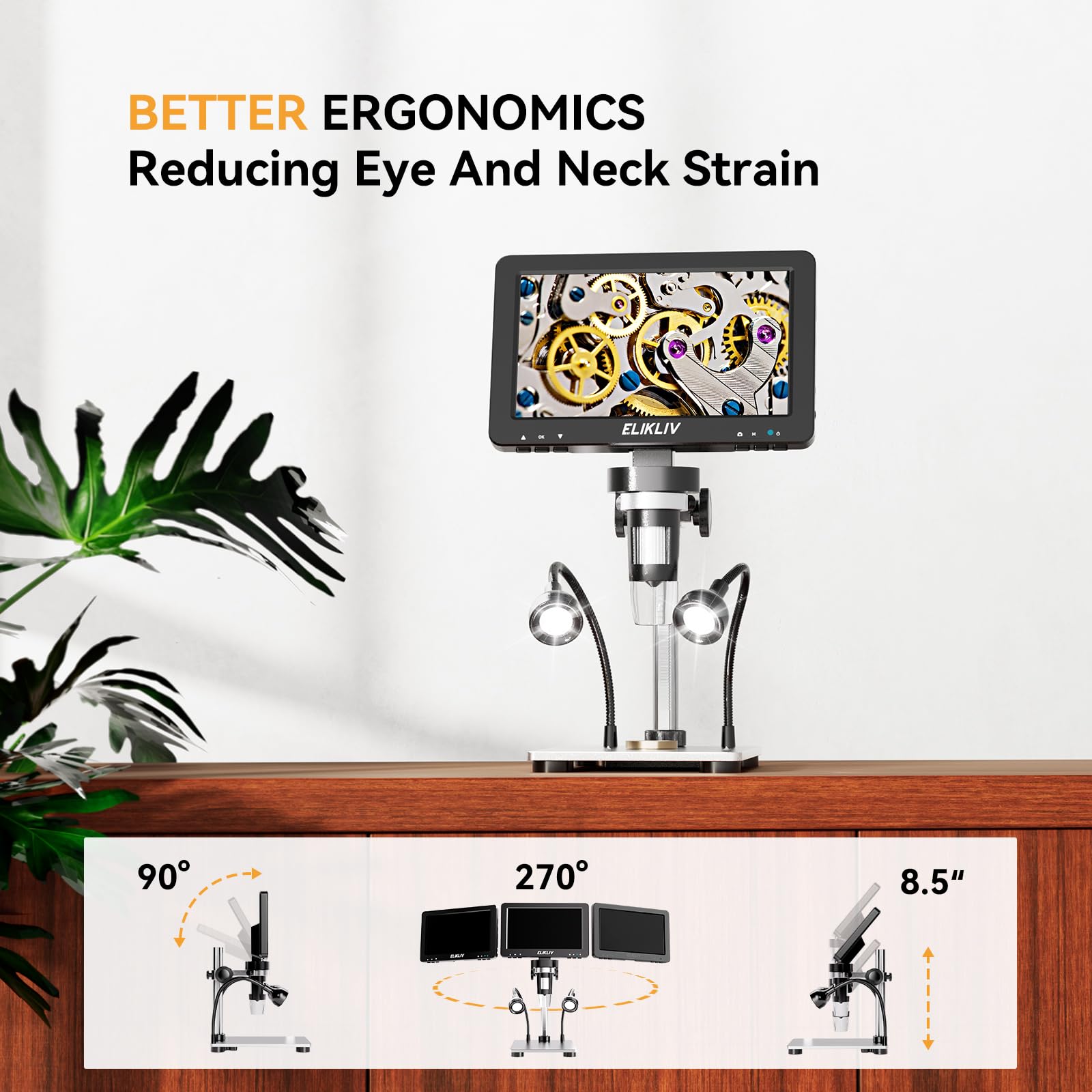 Elikliv EDM9 7'' LCD Digital Microscope 1200X, 1080P Coin Microscope ...