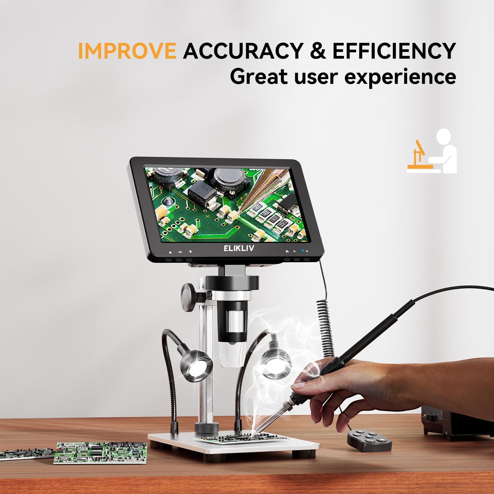 Elikliv EDM9 7'' LCD Digital Microscope 1200X, 1080P Coin Microscope ...