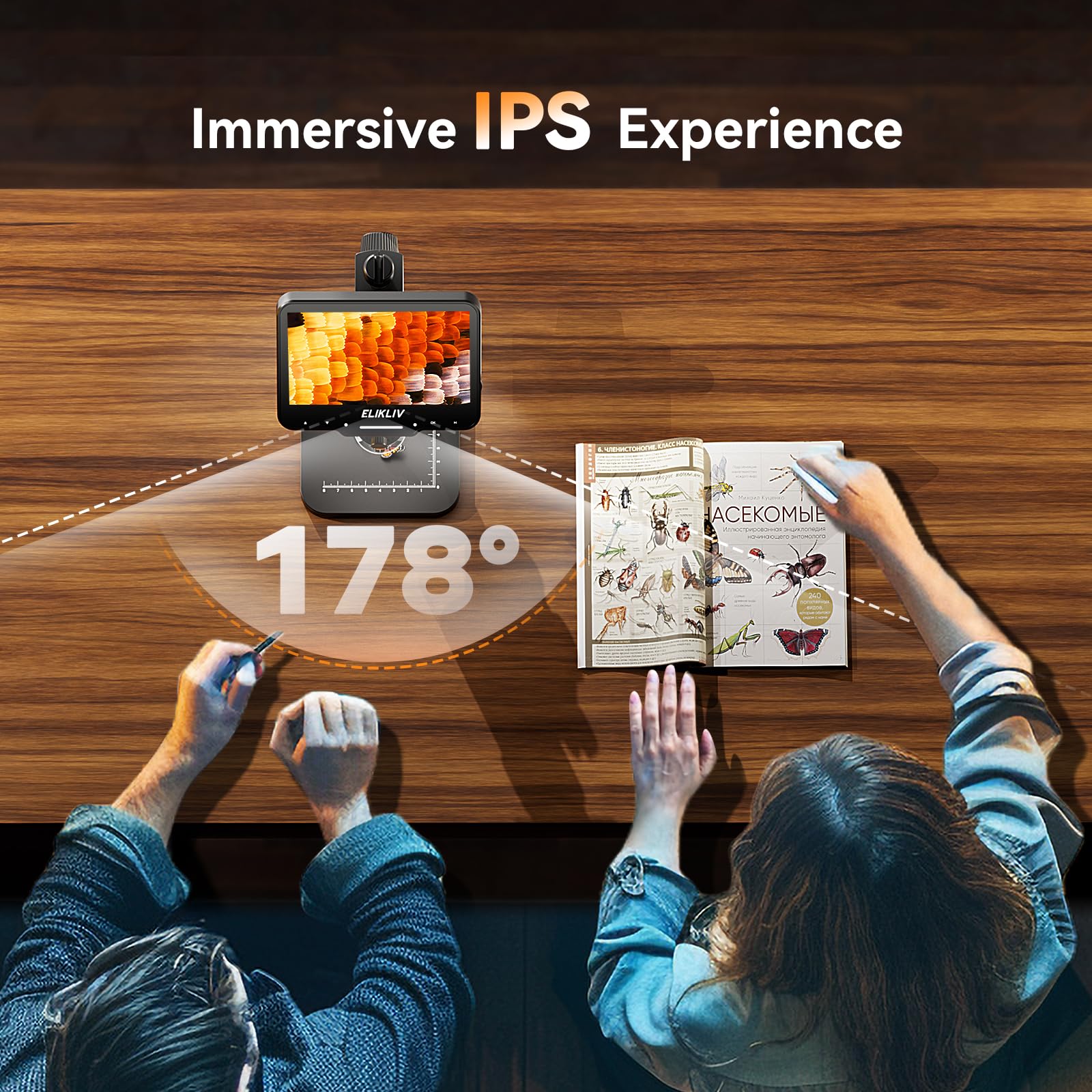 Elikliv Coin Microscope EDM4 Max, 4.3" LCD Digital Microscope1000x ...