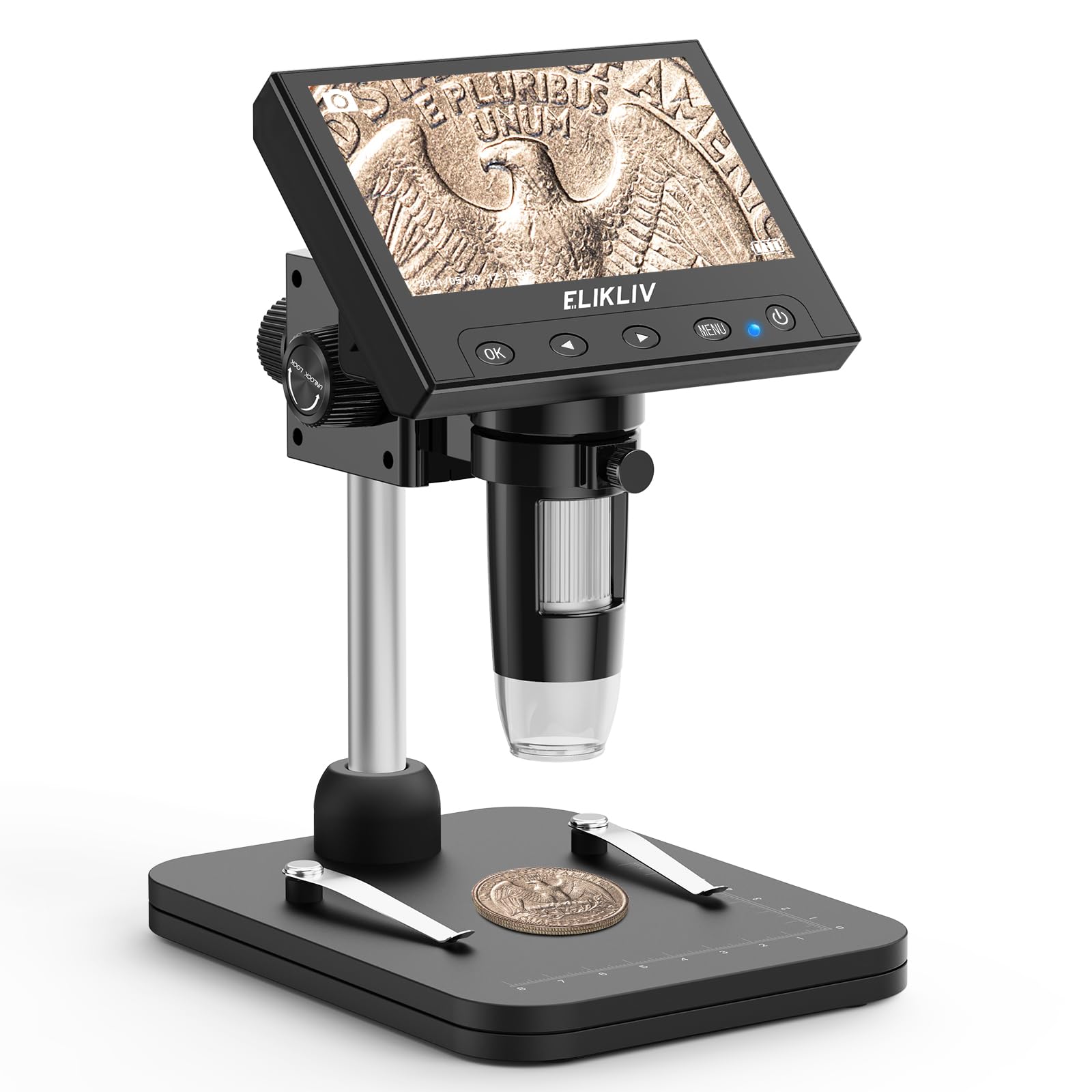 Elikliv Coin Microscope, 4.3'' LCD Digital Microscope 1000x, Coin ...