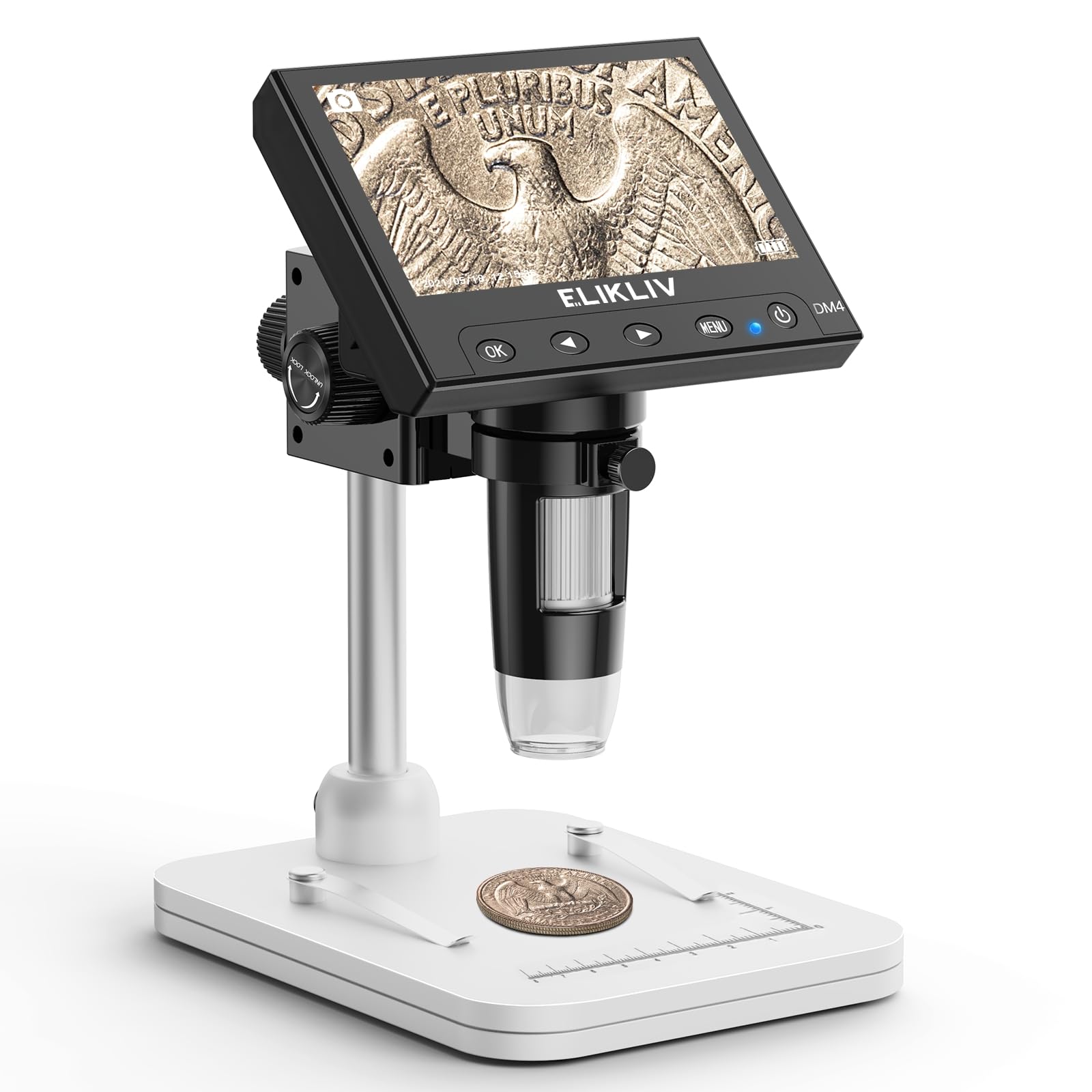 Coin Microscope, Elikliv 4.3" LCD Digital Microscope 1000x, USB Coin ...
