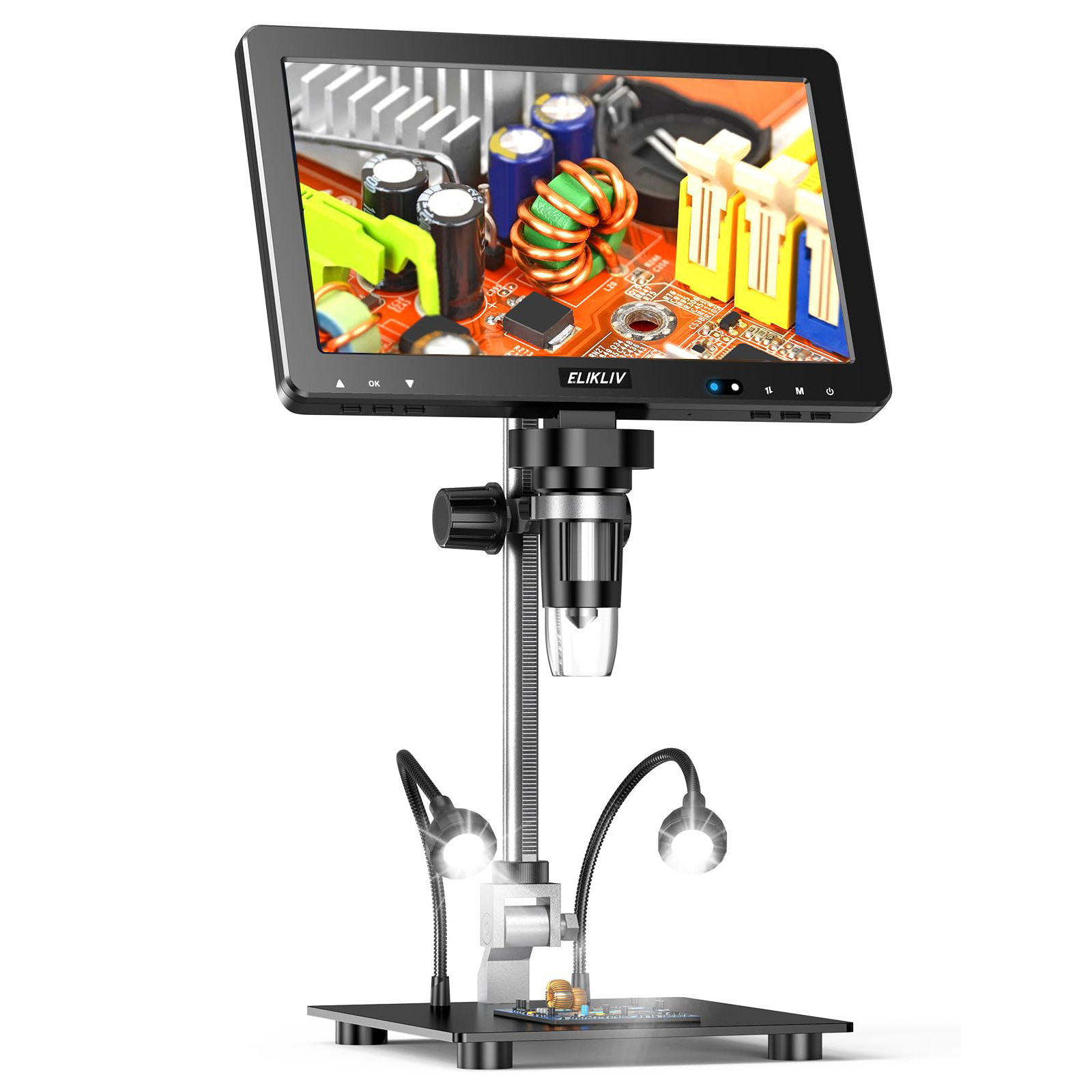 Elikliv EDM9 Max 10.1" HD IPS HDMI Digital Microscope 1500X, 20MP Coin ...