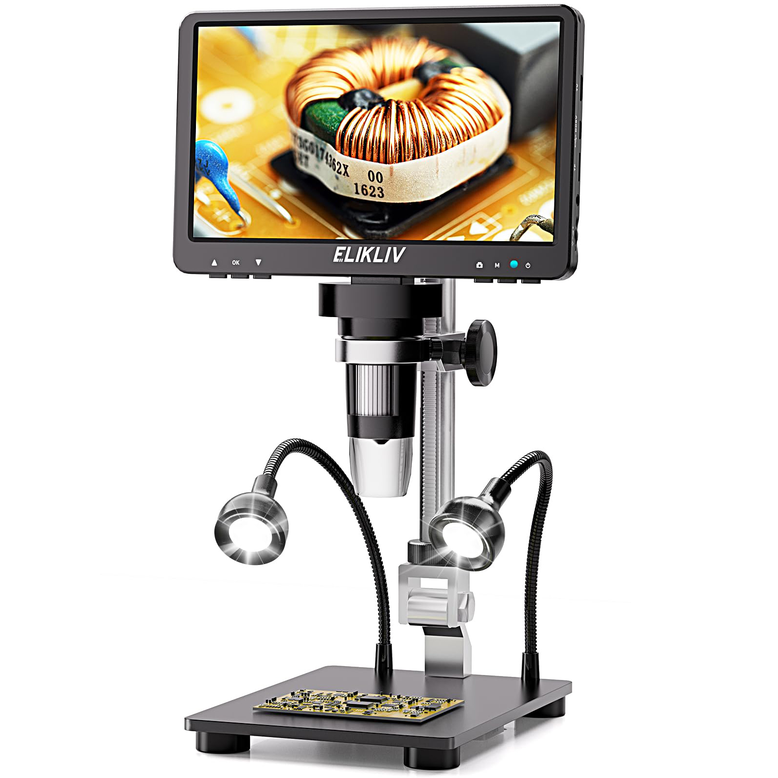 Elikliv EDM9 Pro 7" HDMI Digital Microscope, 1200X Coin Microscope for ...