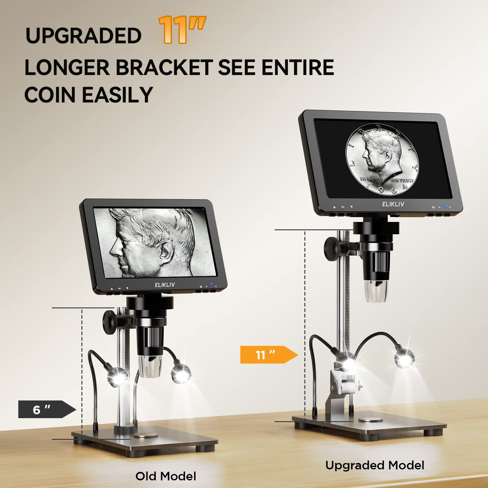 Elikliv EDM9 Pro 7" HDMI Digital Microscope, 1200X Coin Microscope for ...