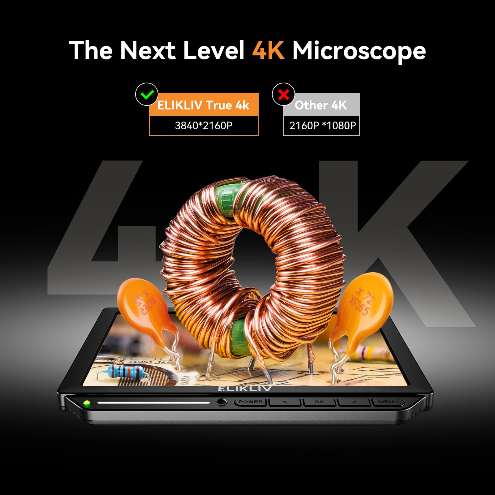 Elikliv EM4K Flex 4K Soldering Digital Microscope 2000x, Flexible Arm ...