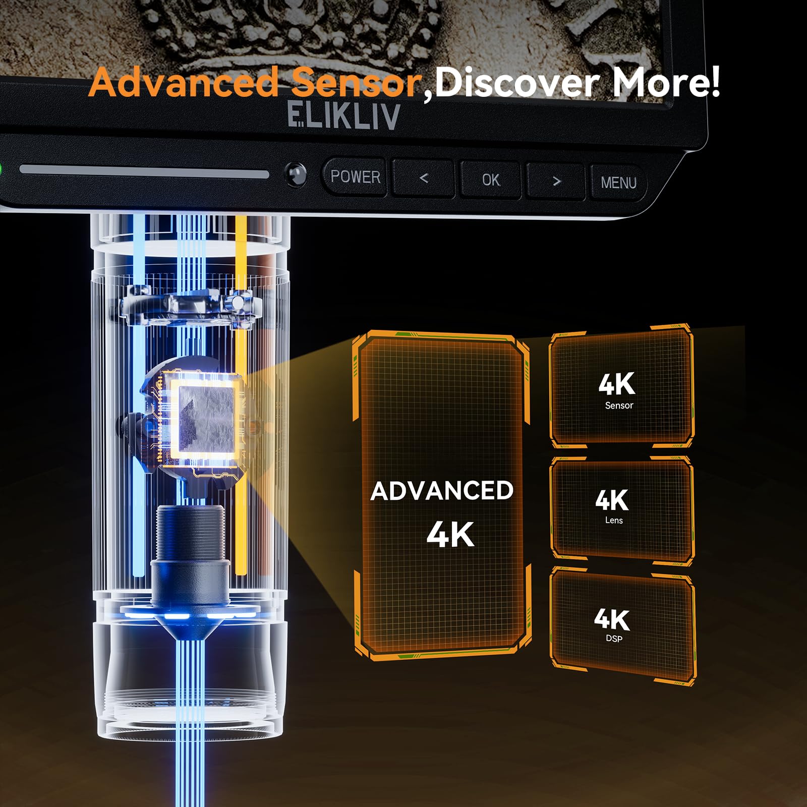 Elikliv EM4K Flex 4K Soldering Digital Microscope 2000x, Flexible Arm ...