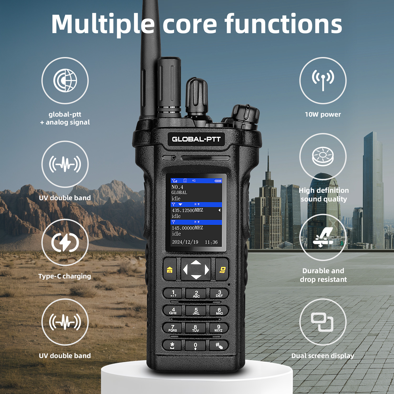 5288plus POC+UV （136-174MHZ&400-490MHZ）global-ptt worldwide two way radio 8 watts analog ...
