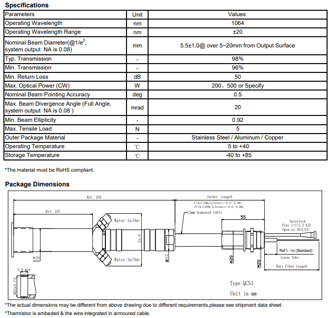 Large Beam Collimator 1064nm 500W大光斑准直器-光越科技