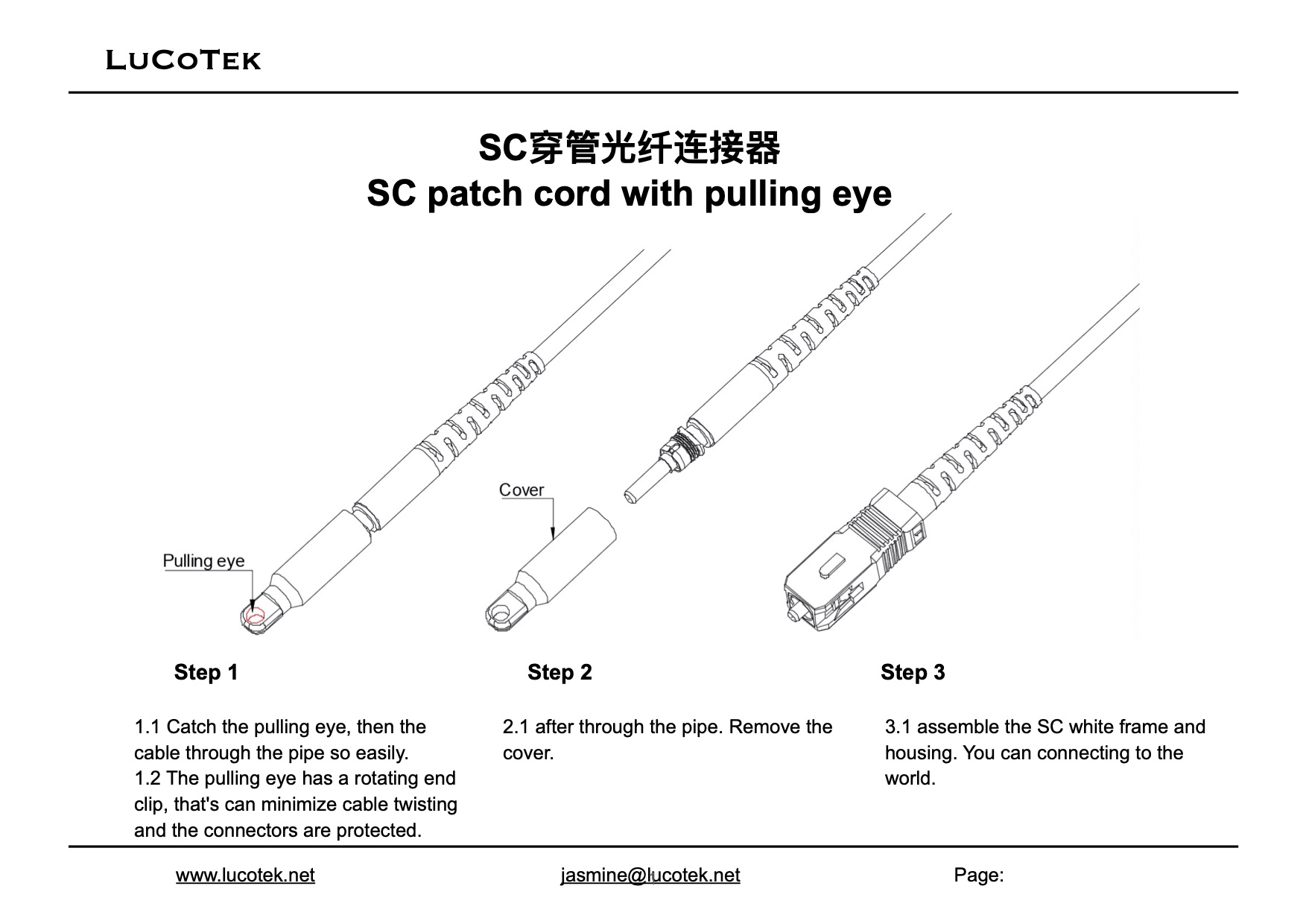LUCOTEK- Pre-Terminated Trunks Patch Cords Pulling Eye