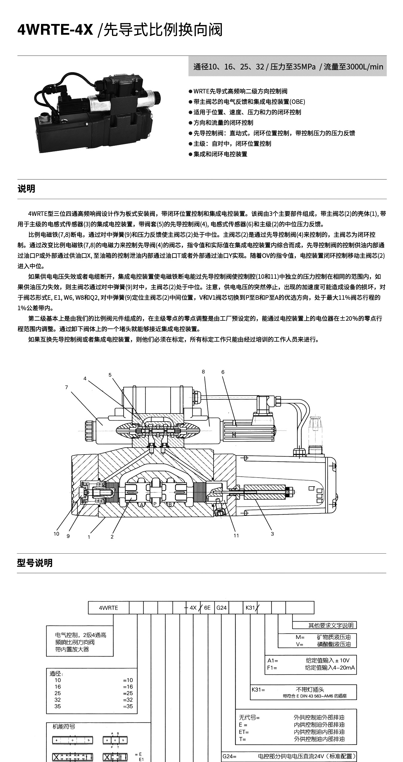 4WRTE-4X /先导式比例换向阀
