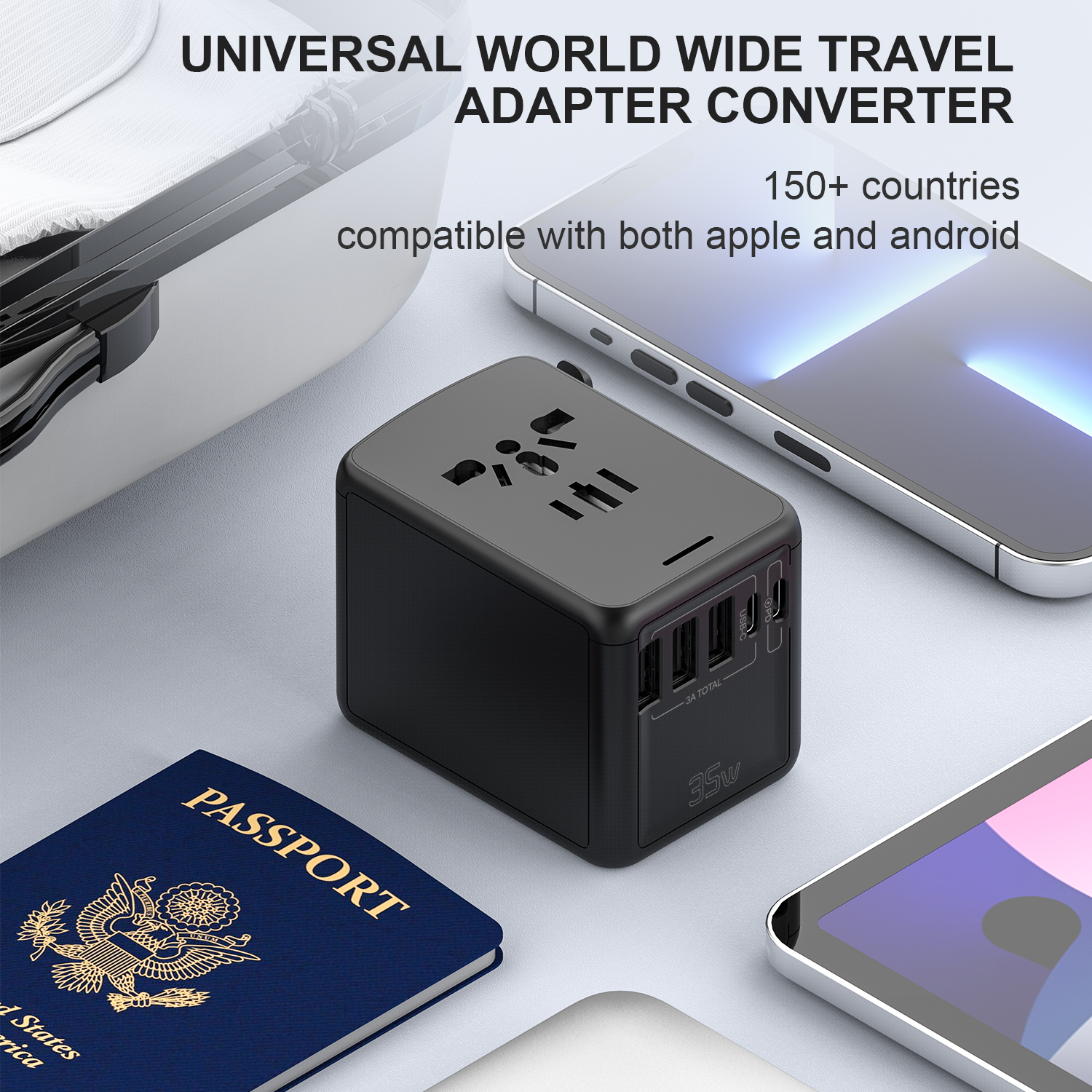 35W Universal Travel Adapter (All-in-one) , 2-Type C Port