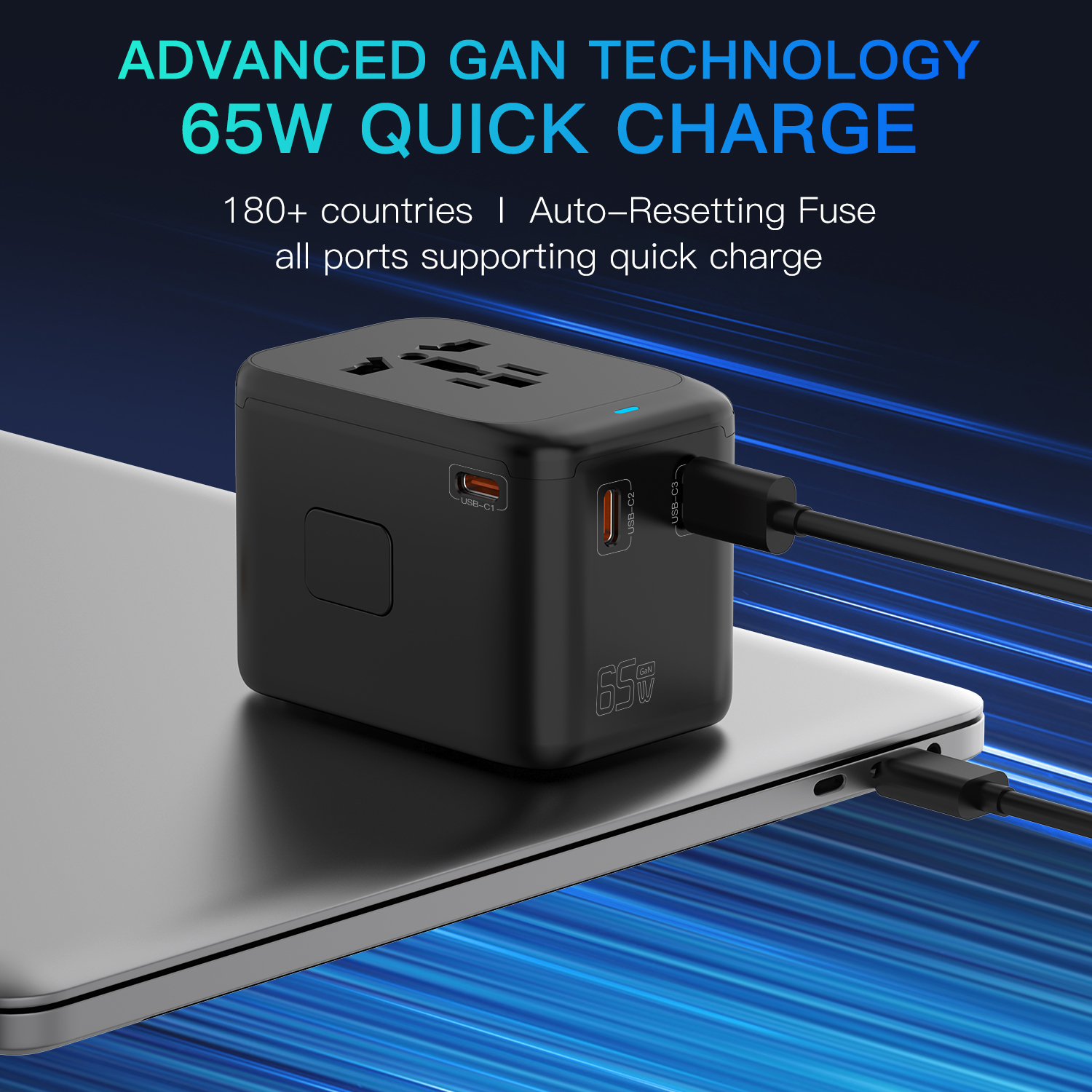 GaN 65W Quick Universal Travel Adapter