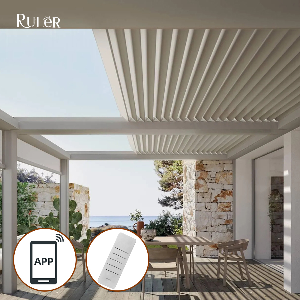 Aluminum Pergola Motorized Louver Outdoor Retractable Louvered Roof ...