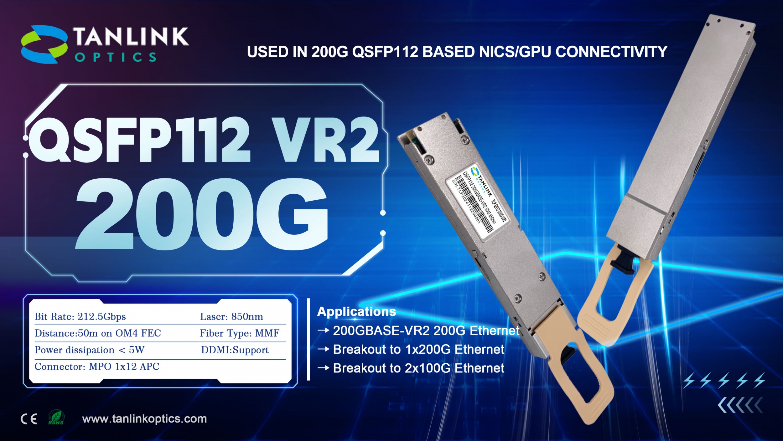 200G QSFP112 SR/VR2 Transceiver